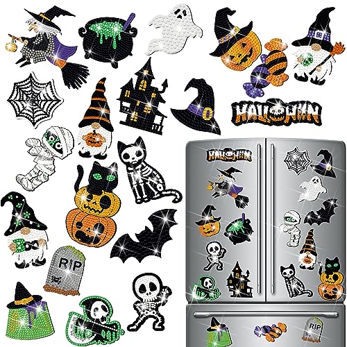 Zonon 20 Pcs Halloween Diamond Painting Refrigerator Magnets Diamond Art Kits Fridge Magnets Sticker for Fridge Whiteboards Car Mailbox Decor Boys Girls Halloween DIY Craft