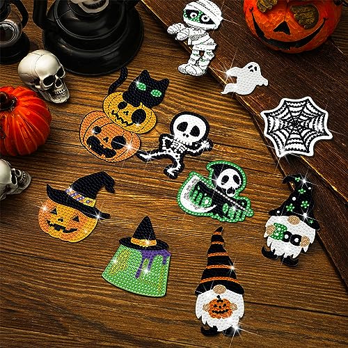 Zonon 20 Pcs Halloween Diamond Painting Refrigerator Magnets Diamond Art Kits Fridge Magnets Sticker for Fridge Whiteboards Car Mailbox Decor Boys Girls Halloween DIY Craft