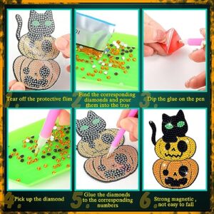 Zonon 20 Pcs Halloween Diamond Painting Refrigerator Magnets Diamond Art Kits Fridge Magnets Sticker for Fridge Whiteboards Car Mailbox Decor Boys Girls Halloween DIY Craft