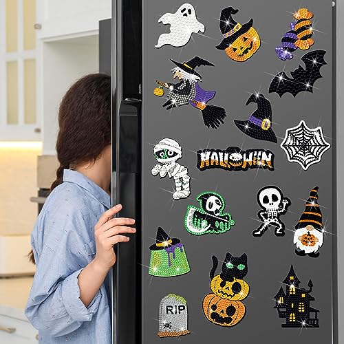 Zonon 20 Pcs Halloween Diamond Painting Refrigerator Magnets Diamond Art Kits Fridge Magnets Sticker for Fridge Whiteboards Car Mailbox Decor Boys Girls Halloween DIY Craft