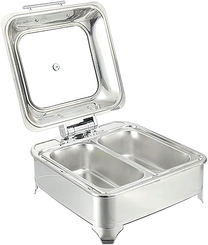 Electric Buffet Server,Food Warmer Tray, Adjustable Temperature, Portable Chafing Dish, Catering Buffet Serving Tray,Stainless Steel Material, 1 Slot, 2 Slots,Optional doublegrid Square6L