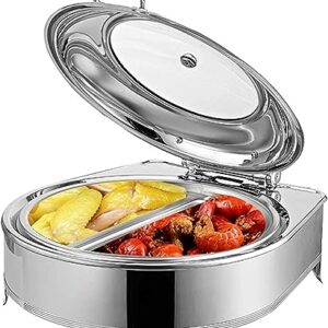 Chafing Dishes Chafing Dish Buffet Set, Food Warmers Server Warming Tray Round Rectangular Chafers, Stainless Steel Square Chafer, Round Food Warmer Chafing For Catering Warmer Chafer Set, Energy Effi