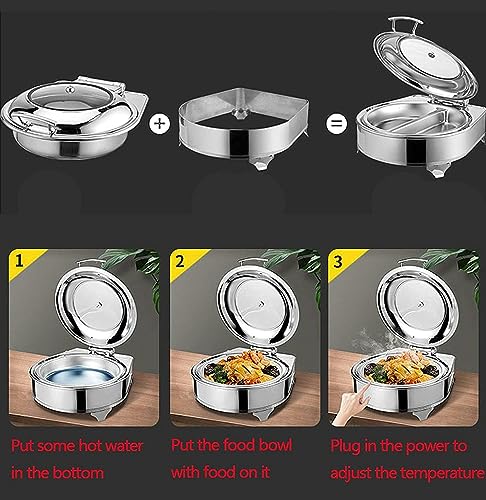 Chafing Dishes Chafing Dish Buffet Set, Food Warmers Server Warming Tray Round Rectangular Chafers, Stainless Steel Square Chafer, Round Food Warmer Chafing For Catering Warmer Chafer Set, Energy Effi