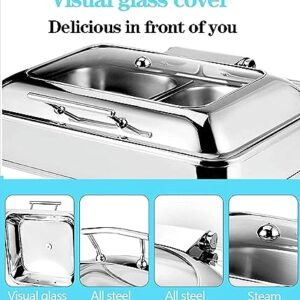 Chafing Dishes Chafing Dish Buffet Set, Food Warmers Server Warming Tray Round Rectangular Chafers, Stainless Steel Square Chafer, Round Food Warmer Chafing For Catering Warmer Chafer Set, Energy Effi