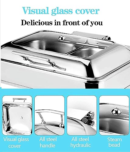 Chafing Dishes Chafing Dish Buffet Set, Food Warmers Server Warming Tray Round Rectangular Chafers, Stainless Steel Square Chafer, Round Food Warmer Chafing For Catering Warmer Chafer Set, Energy Effi