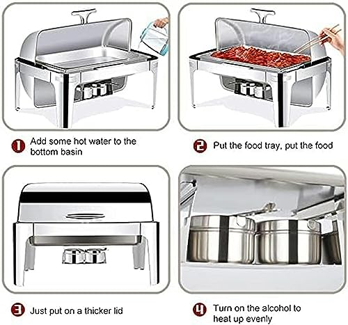 Chafing Dishes Chafing Dish Buffet Set, Food Warmers Server Warming Tray Round Rectangular Chafers, Stainless Steel Square Chafer, Round Food Warmer Chafing For Catering Warmer Chafer Set, Energy Effi