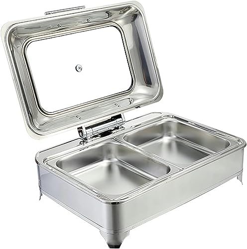 Electric Buffet Server,Food Warmer Tray, Adjustable Temperature, Portable Chafing Dish, Catering Buffet Serving Tray,Stainless Steel Material, 1 Slot, 2 Slots, 3 Slots Optional 1groove Square13L