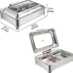 Electric Buffet Server,Food Warmer Tray, Adjustable Temperature, Portable Chafing Dish, Catering Buffet Serving Tray,Stainless Steel Material, 1 Slot, 2 Slots, 3 Slots Optional 1groove Square13L