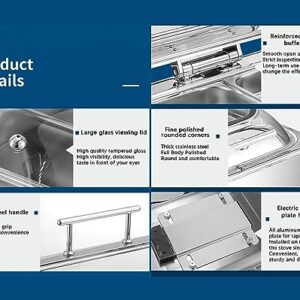 Electric Buffet Server,Food Warmer Tray, Adjustable Temperature, Portable Chafing Dish, Catering Buffet Serving Tray,Stainless Steel Material, 1 Slot, 2 Slots, 3 Slots Optional 1groove Square13L