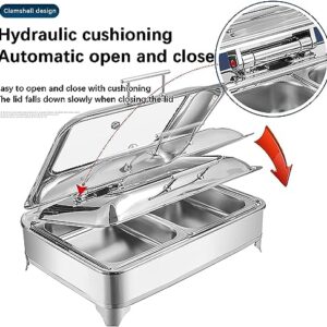 Electric Buffet Server,Food Warmer Tray, Adjustable Temperature, Portable Chafing Dish, Catering Buffet Serving Tray,Stainless Steel Material, 1 Slot, 2 Slots, 3 Slots Optional 1groove Square13L