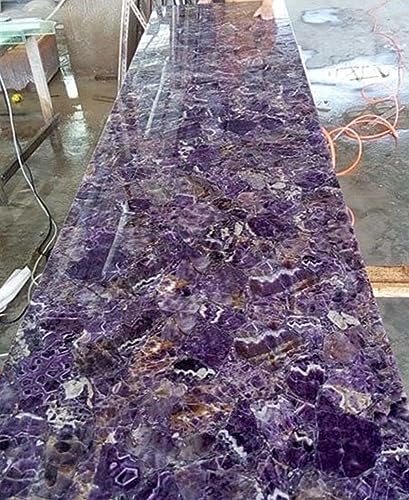 36 x 72 Inches Rectangle Shape Purple Marble Office Meeting Table Top Amethyst Stone Resin Art Dining Table with Elegant Look