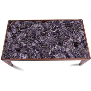 36 x 72 Inches Rectangle Shape Purple Marble Office Meeting Table Top Amethyst Stone Resin Art Dining Table with Elegant Look