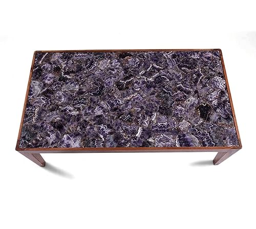 36 x 72 Inches Rectangle Shape Purple Marble Office Meeting Table Top Amethyst Stone Resin Art Dining Table with Elegant Look