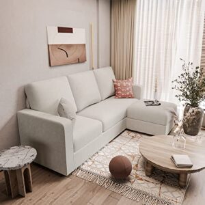 JUMMICO Convertible Sectional Sofa Couch, L-Shaped Couch with Reversible Chaise, Modern Linen Fabric Couches for Living Room, Apartment and Small Space (Light Gray)