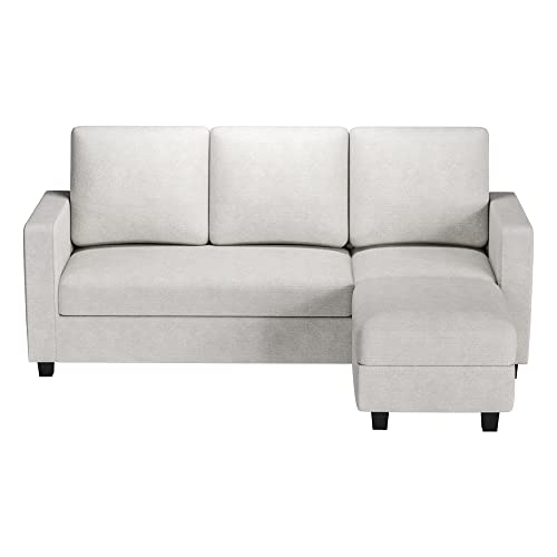 JUMMICO Convertible Sectional Sofa Couch, L-Shaped Couch with Reversible Chaise, Modern Linen Fabric Couches for Living Room, Apartment and Small Space (Light Gray)