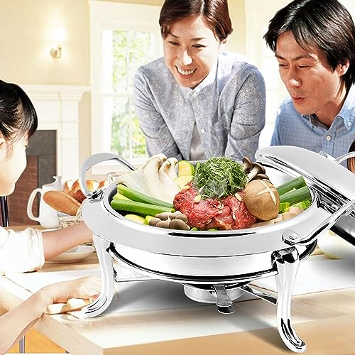 Chafing Dishe Food Warmers, Stainless Steel Buffet Server Trays W/Food Pan, Pot Lid, Solid Stand and Fuel Holder, for Parties, Weddings and Events