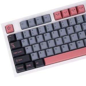 gekucap custom keycaps 173 keys black grey pink keycaps double shot pbt keycap set cherry profile for 60% 65% 75% 95% cherry mx switches iso ansi layout mechanical keyboard