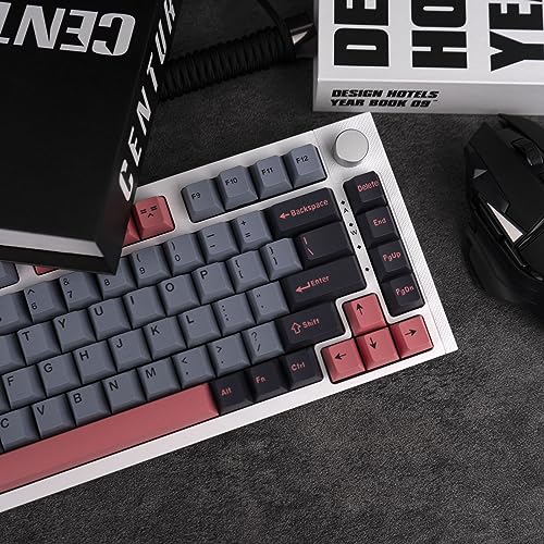 GEKUCAP Custom Keycaps 173 Keys Black Grey Pink Keycaps Double Shot PBT Keycap Set Cherry Profile for 60% 65% 75% 95% Cherry MX Switches ISO ANSI Layout Mechanical Keyboard