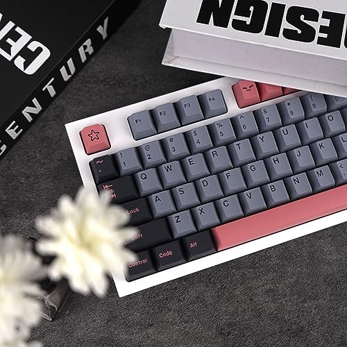 GEKUCAP Custom Keycaps 173 Keys Black Grey Pink Keycaps Double Shot PBT Keycap Set Cherry Profile for 60% 65% 75% 95% Cherry MX Switches ISO ANSI Layout Mechanical Keyboard