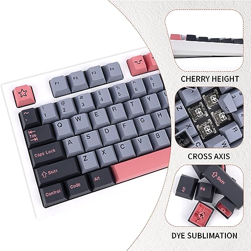 GEKUCAP Custom Keycaps 173 Keys Black Grey Pink Keycaps Double Shot PBT Keycap Set Cherry Profile for 60% 65% 75% 95% Cherry MX Switches ISO ANSI Layout Mechanical Keyboard