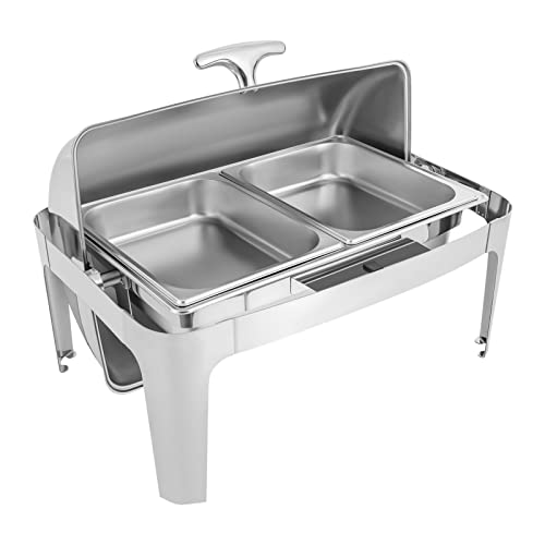 LGXSHOP Roll Top Chafing Dish Roll Top Chafing Dish Buffet Set, 9.54QT Stainless Steel Buffet Server and Warmer, Chafing Dish for Catering Event Parties Buffet (2 Pans)