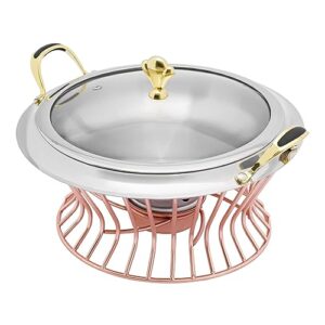 Round Stainless Steel Chafing Dish Buffet Catering Chafers Servers and Warmers with Glass & Lid Holder with Fuel Holder for Event Party Holiday Banquet