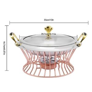 Round Stainless Steel Chafing Dish Buffet Catering Chafers Servers and Warmers with Glass & Lid Holder with Fuel Holder for Event Party Holiday Banquet