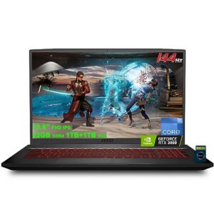 msi katana gf66 gaming laptop | 15.6" fhd ips 144hz | 12th gen intel 14-core i7-12700h | 32gb ddr4 1tb + 1tb ssd | geforce rtx 3060 6gb graphic | backlit usb-c hdmi win11 black + 32gb microsd card