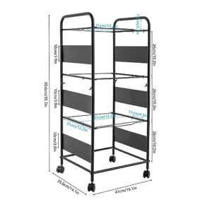 LOHISHILO 3 Tiers Metal Rolling File Carts with Wheels Hanging Files for Letter Size Movable Pull-Out File Folder Rack Drawer File Cabinet for Home, Office, Classrooms, Study Rooms