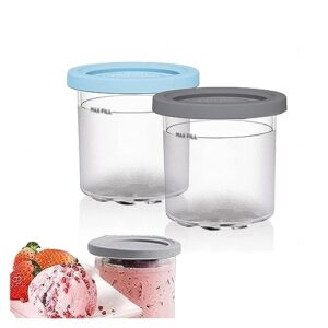 evanem 2/4/6pcs creami deluxe pints, for creami ninja ice cream,16 oz pint storage containers airtight,reusable compatible nc301 nc300 nc299amz series ice cream maker,gray+blue-6pcs