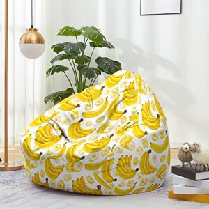 lukery bean bag chair for adults (no filler), 3d fruits bean bag cover, stuffed animal storage bean bag chairs for kids, comfy bean bags cotton beanbag lazy sofa (banana,l/35.4x43.3'')