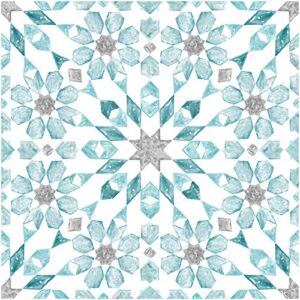 FloorPops FP2947 Antico Peel & Stick Floor Tiles, Multicolor & FP2949 Radiance Peel & Stick Floor Tiles, Blue