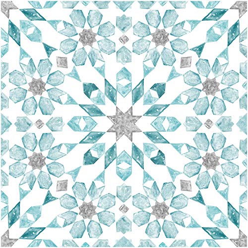 FloorPops FP2947 Antico Peel & Stick Floor Tiles, Multicolor & FP2949 Radiance Peel & Stick Floor Tiles, Blue