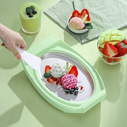 Rolled Ice Cream Maker Yoghourt Maker Food Grade Interesting Practical Ice Cream Roll Cold Plate for DIY Ideal for Home Kitchen Shop Restaurant (Green)