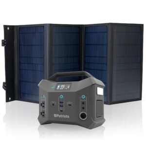 4patriots patriot power sidekick solar generator, 300wh portable power station with 40 watt solar panel, ac fast charging in 5 hours, dual 110v ac outlets, only 8 lbs, perfect for camping accessories