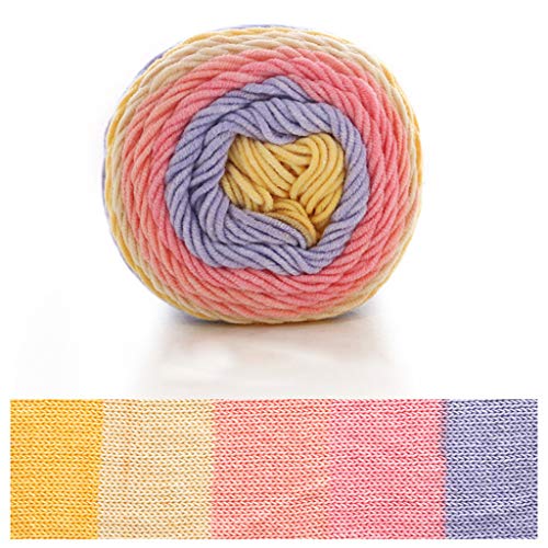 100g Rainbow Cotton Knitting Yarn 5 Strand Hand-Woven Crochet Thread for Blanket Yarn