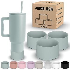 jmoe usa 3-pack boot sleeve covers for simple modern 40oz & 30oz trek tumbler with handle | travel mug | protects against dents & scratches | fits summit bottles | soft silicone (sea glass sage)