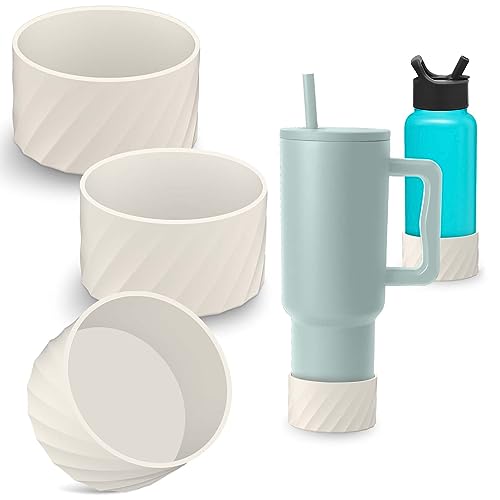 AIERSA 3Pcs Silicone Boot for Simple Modern Trek 40 oz Tumbler with Handle, Protective Water Bottle Bottom Sleeve Cover, Tumbler Accessories, Cream