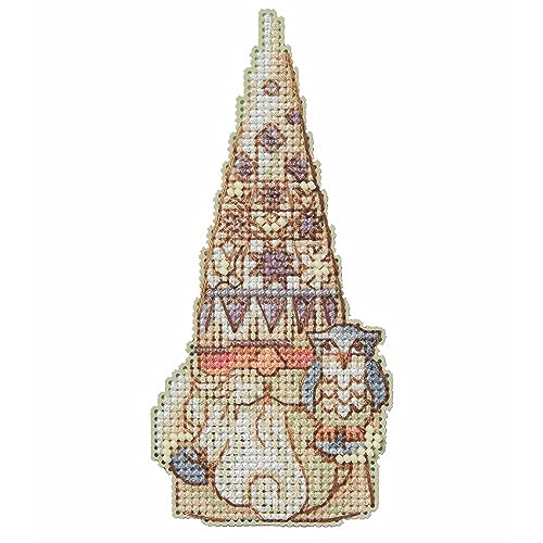 Mill Hill Owl Gnome Counted Cross Stitch Ornament Kit 2023 Jim Shore Woodland Gnomes JS202313, 2.25 x 5 inches, Multi