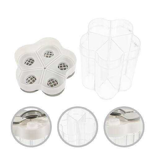 UPKOCH Multi Salt Container Plastic Shaker Jars With Labels 5 Grids Travel Seasoning Bottle Clear Condiment Dispenser Portable Pepper Box For Powder Sugar Camping Bbq