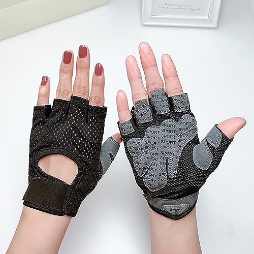 Anti-Slip Training Gloves - 1 Pair, Adjustable, Hook Loop Fasteners, Durable, Half Finger Hand Wrist Palm Protector Gloves