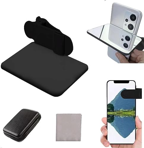 Smartphone Camera Mirror Reflection Clip Kit, Mirror Reflection Mobile Phone Camera, Travel Mobile Phone Reflector Shooting Supplies, 2023 New Adjustable Mobile Phone Camera Reflector Clip Kit (Black)