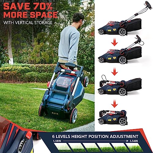 Worth Garden 84V 20" Cordless Battery Brushless Motor Self-propelled Lawn Mower & 500CFM, 125MPH Leaf Blower & 4 2.5AH Lithium Batteries&2 Fast Chargers in 40Mins