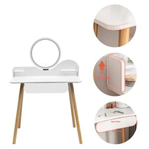 Gdrasuya10 32inch(L) Vanity Desk with Dimming Mirror, White Vanity Table with Drawer Simple Makeup Dressing Table Desk Dresser Desk Table for Girls Women Bedroom