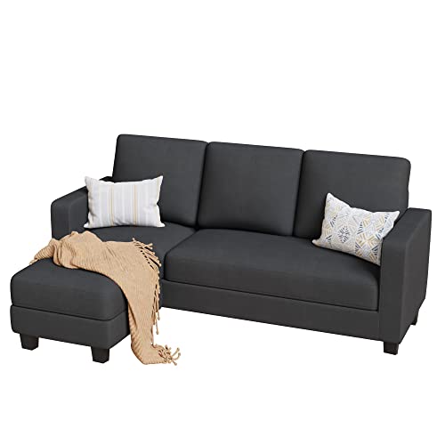 Furniwell Couch Sofas, Dark Gray