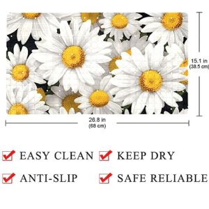 Bath Tub Shower Mat - Anti-Slip PVC Material 15.1x26.8 in, Gentle Cushioning Quick Drying Suction Cups Reliable Solution - Fresh Little Daisy Design Non-Slip Floor Mat