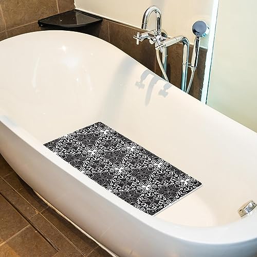 Bath Tub Shower Mat - Anti-Slip PVC Material 15.1x26.8 in, Gentle Cushioning Quick Drying Suction Cups Reliable Solution - Luxury Decoration Illustration - Gray Non-Slip Floor Mat