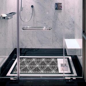 Bath Tub Shower Mat - Anti-Slip PVC Material 15.1x26.8 in, Gentle Cushioning Quick Drying Suction Cups Reliable Solution - Luxury Decoration Illustration - Gray Non-Slip Floor Mat