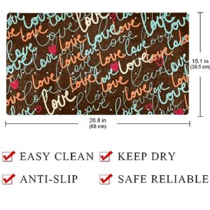 Bath Tub Shower Mat - Anti-Slip PVC Material 15.1x26.8 in, Gentle Cushioning Quick Drying Suction Cups Reliable Solution - Colorful Romantic Pattern Non-Slip Floor Mat