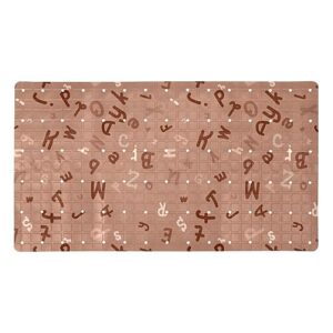 bath tub shower mat - anti-slip pvc material 15.1x26.8 in, gentle cushioning quick drying suction cups reliable solution - abstract letter pattern - brown non-slip floor mat